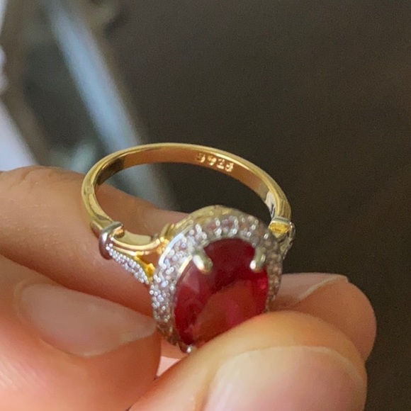Jewelry | Nwt 18k Gold Plated Ruby Ring | Poshmark